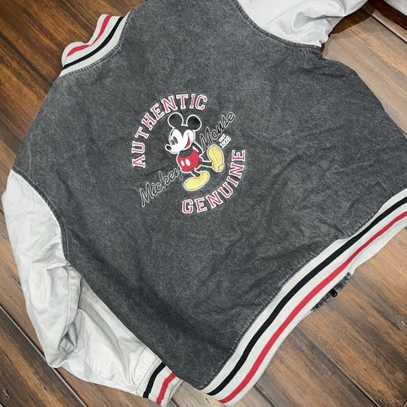 Disney | Jackets & Coats | Mickey Mouse Denim Varsity Jacket Vintage 9s ...